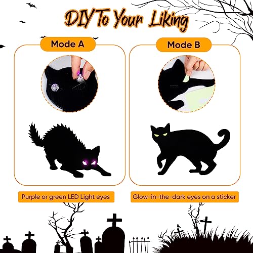 6 Pack Halloween LED Glowing Eyes Black Cat Glow in The Dark with Lights Outdoor Outside Halloween Decorations Scary Yard Signs Garden Decor Lawn for Pathway Stake Waterproof Thickened Silhouette