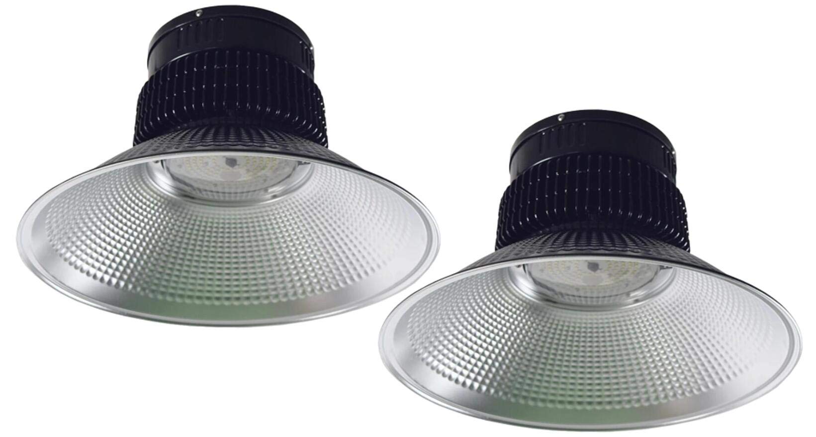 150w Round High Bay Light with Reflector 2 Pack - 20000Lm, 120v-277v, 5000K UFO Lighting Fixture Daylight LED Lights, Corrosion & Static Resistance - Stainless Steel Chain Included (150w, 2 Pack)