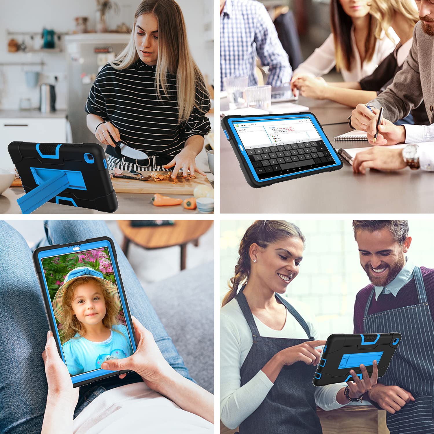 Bingcok Case for Galaxy Tab A7 Lite 8.7 Case, Heavy Duty Rugged Full-Body Hybrid Shockproof Drop Protection Cover Samsung 2021 Model SM-T220 / SM- T225 (1-Black+Blue)