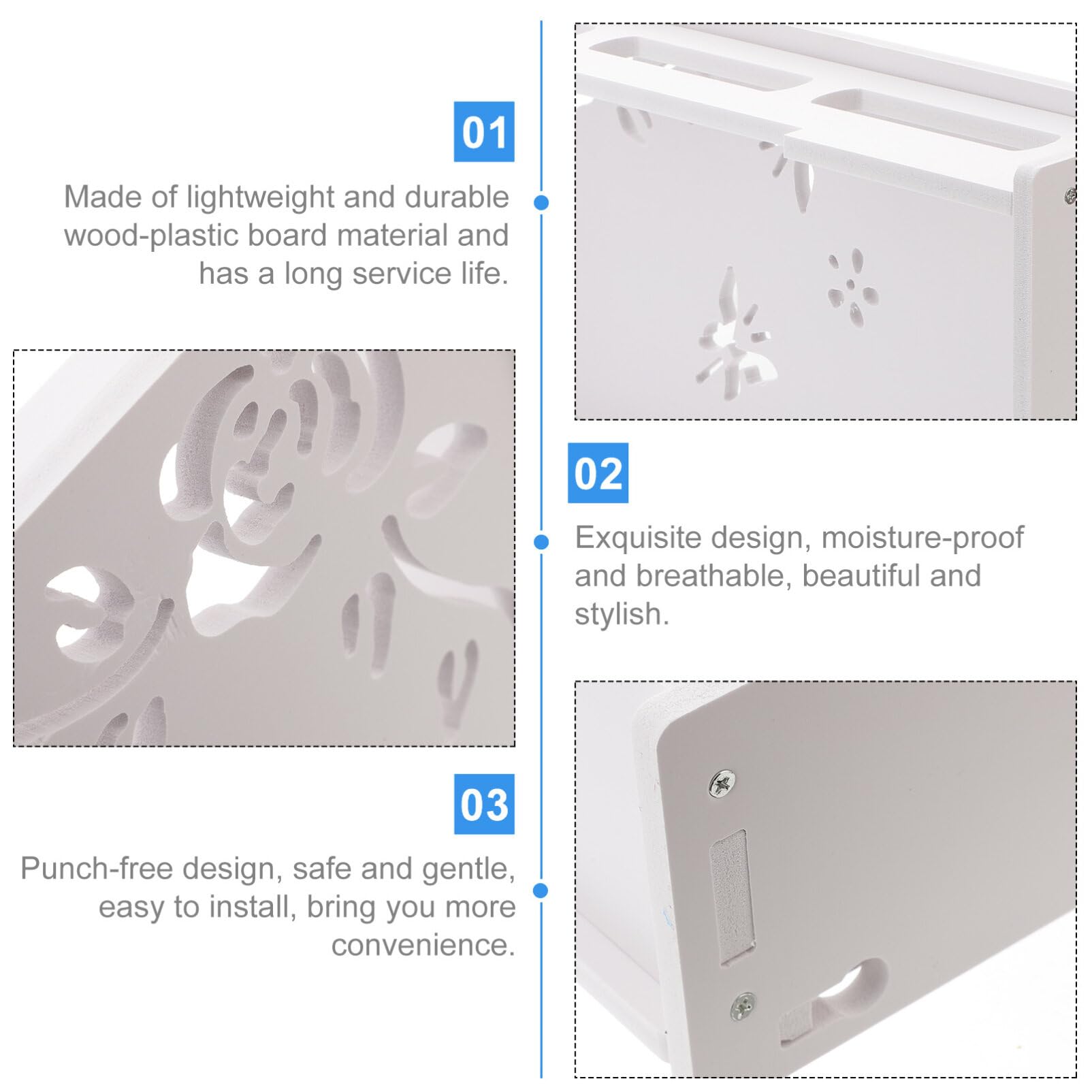 DOITOOL Router Holder Wall Mount WiFi Router Modem Cable Power Plug Wire Storage Boxes Cord Management Container for Home Living WiFi