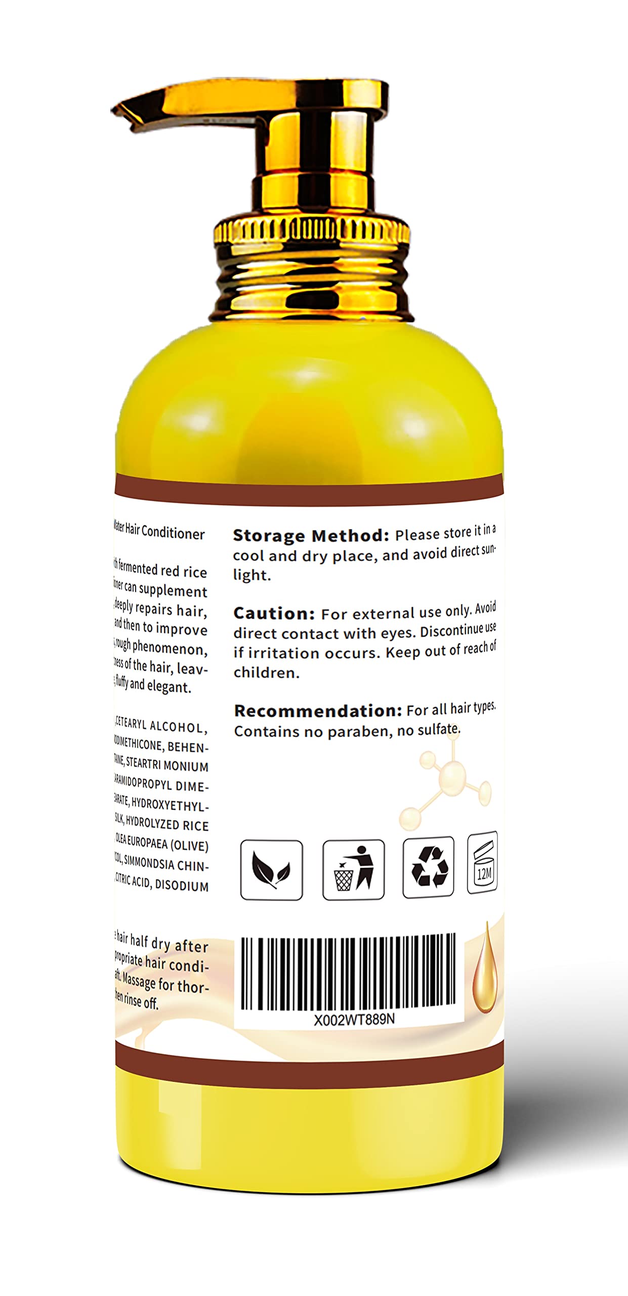 Looloon Rice Water Shampoo and Conditioner Set, 500ml (16.9 oz): Fermented Rice Water for Hair Growth, Moisturizing, Strengthening, and Damaged Hair Repair