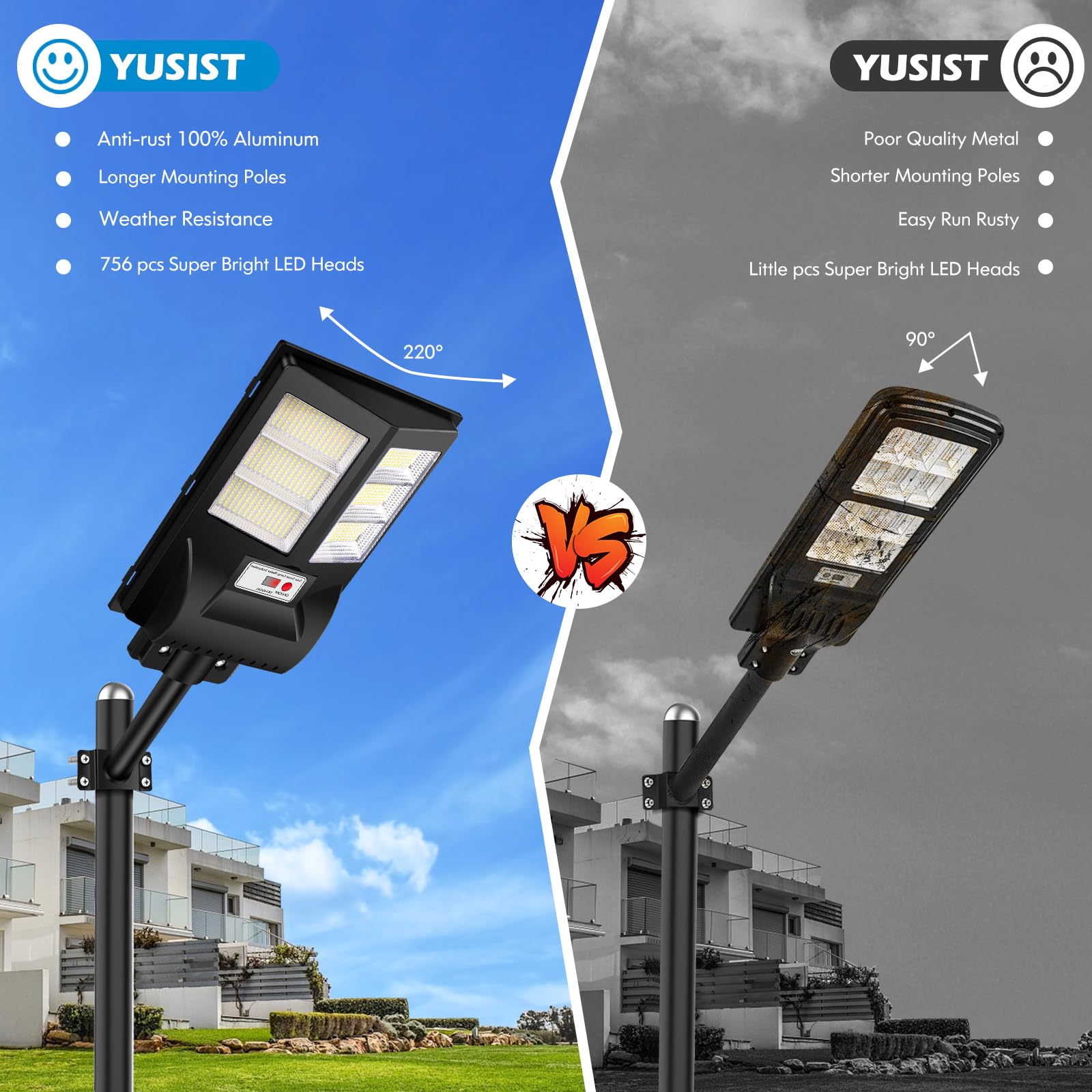 2 Pack Solar Street Lights Outdoor Waterproof,6500K 80000LM 756 LED Beads Dusk to Dawn Solar Flood Light,Solar Street Lights Wide Angle with Motion Sensor and Remote Control for Parking lot,Garage