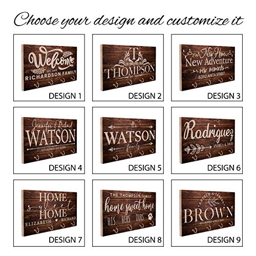 Personalized Wood Key Hook for Couple Mr Mrs| Custom Wall Key Rack Ring Holder Hanger for Wedding Gift | Gifts for Housewarming | New Home Décor | C01D07