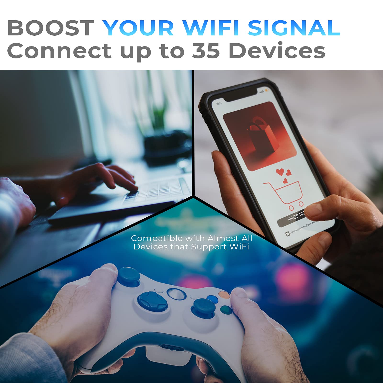 2024 WiFi Extender, Internet Extender WiFi Signal Booster Cove up to 8260 Sq.ft for Home, Long Range Wireless Repeater and Signal Amplifier with Ethernet Port