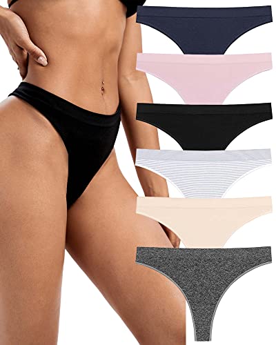 6 Pack Seamless Thongs for Women Thongs for Women Pack Womens Thongs No Show Thongs for Women (Small) Multicolor……