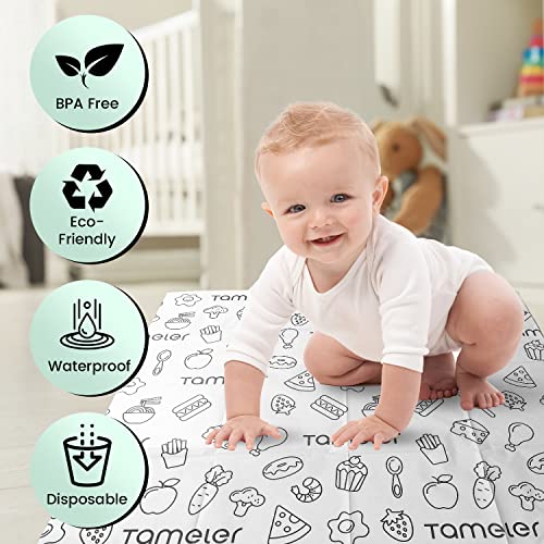 30 Pack Baby Splat Mat Under High Chair, 35'' x43'' Waterproof and Disposable Splash Mats, High Chair mat for Floor, Baby Led Weaning Supplies, Biodegradable, Compostable
