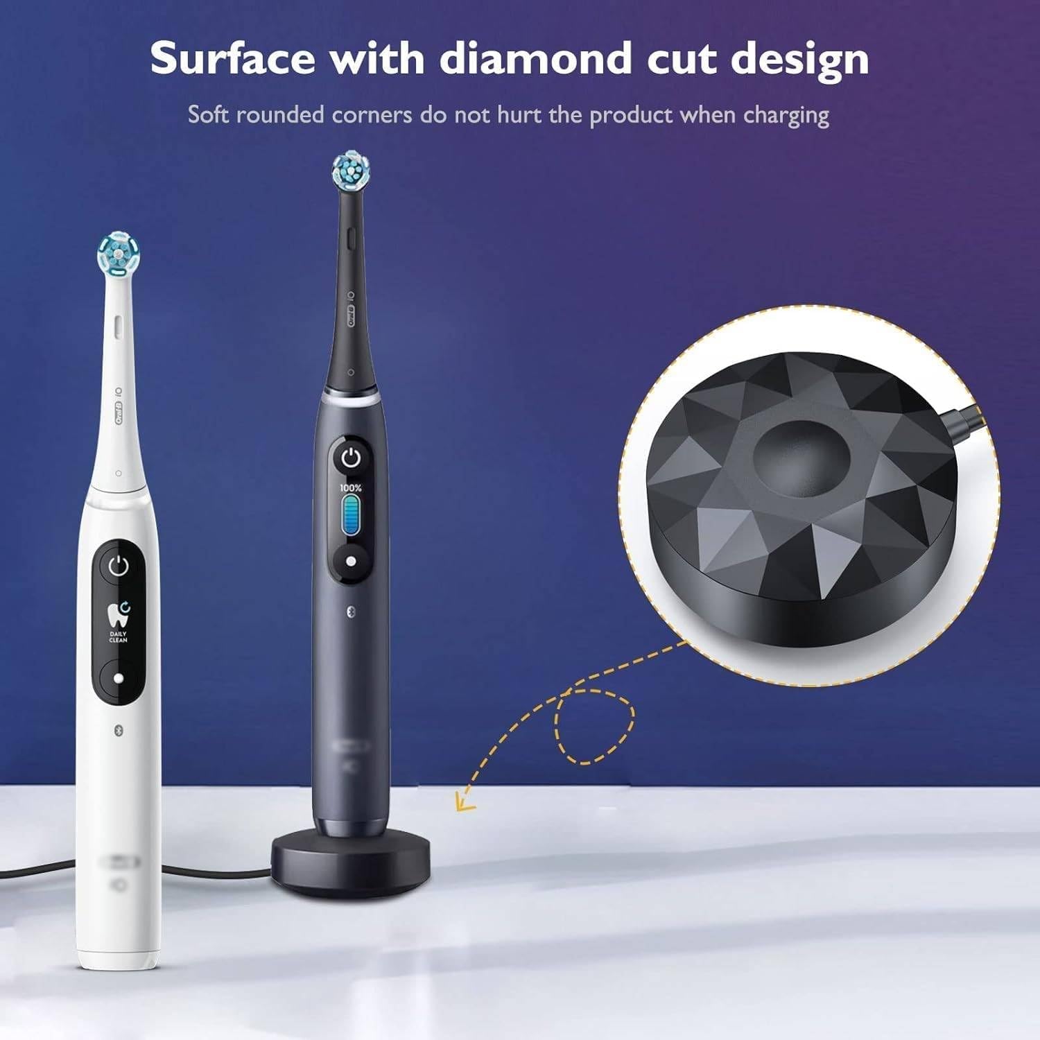 Replacement Charger Base Compatible with Braun Oral B iO Series 7 8 9 Electric Toothbrush, Magnetic Travel Charging Base for Oral-B iO Series 7 Series 8 Series 9 Replacement 3768 Adapter Cord Black