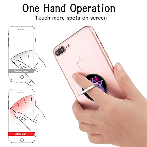 Cell Phone Finger Ring Holder Stand with Car Mount for Smartphone and Tablet,Kickstand 360 Rotation Grip Stand - Galaxy Purple Glitter Pink Butterfly