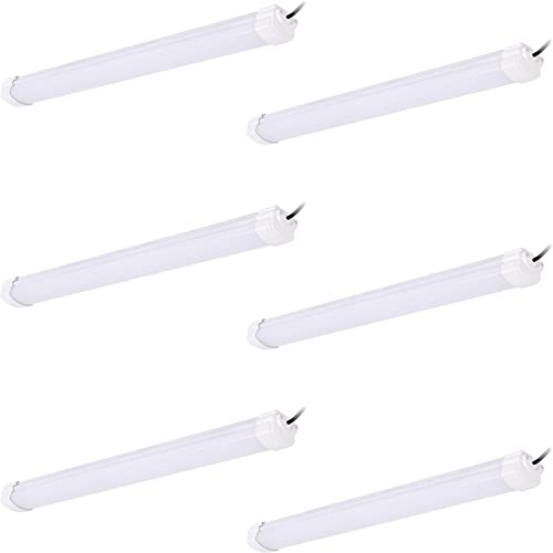 4FT LED Vapor Tight Lights, 40W LED Vapor Proof Light, 5200LM 5000K Commercial LED Workshop Light, IP65 Waterproof for Car Wash, Garage, Walk-in Freezer, 100-277V AC DLC UL Listed (6-Pack)