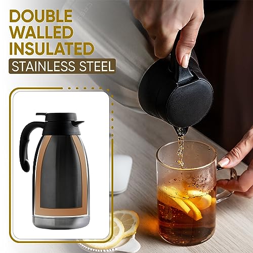 68Oz Thermal Coffee Carafe - Insulated Stainless Steel Double Walled Vacuum Flask - Coffee Carafes For Keeping Hot Coffee & Tea For 12 Hours - Cresimo Coffee Dispenser