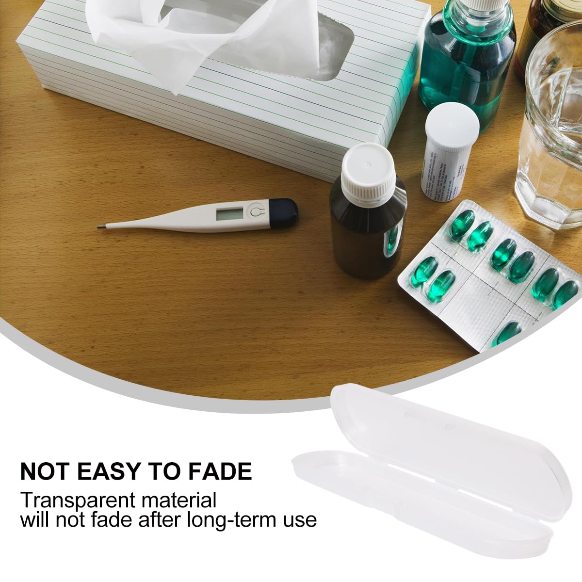 2Pcs Thermometer Case Plastic Digital Thermometer Storage Box Thermometer Containers for Adult 14.5x3x1.5cm (Transparent Color)