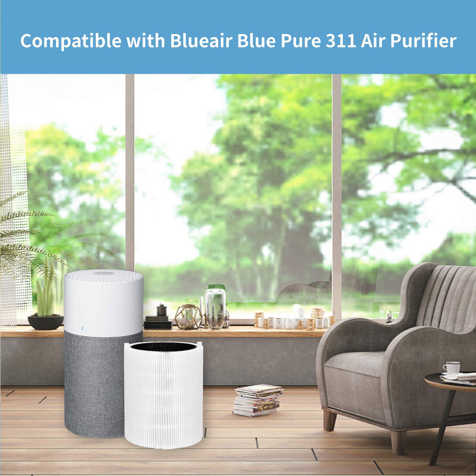 2 Pack 311 Auto Filters Replacement,Compatible with Blueair Blue Pure 311 Auto Air Purifier,2 in 1 HEPASilent and Activated Carbon Filter
