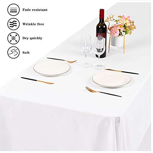 6 Pack Tablecloth 60 x102 inch Polyester Table Cloth for 6 Foot Rectangle Tables,Stain and Wrinkle Resistant Washable Fabric Table Covers Polyester White Table Clothes for Wedding,Party,Banquet