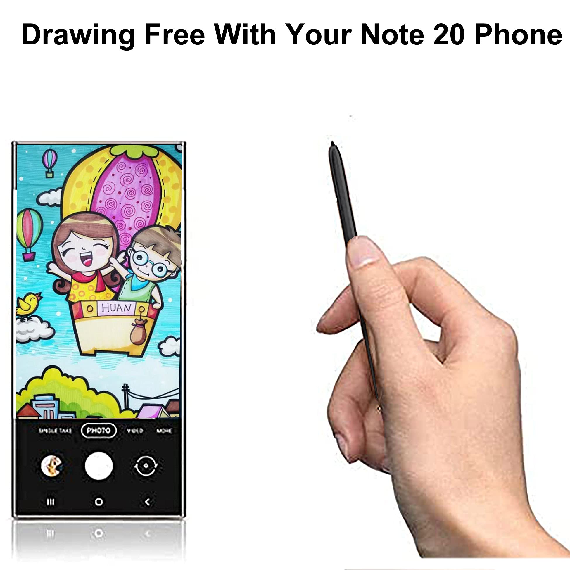 Black Galaxy Note 20 Stylus Pen for Samsung Galaxy Note 20 Ultra S Pen, Note 20 Pen Replacement, Note 20 Plus Stylus Pen Replacemen (Free Type-C Convertor)
