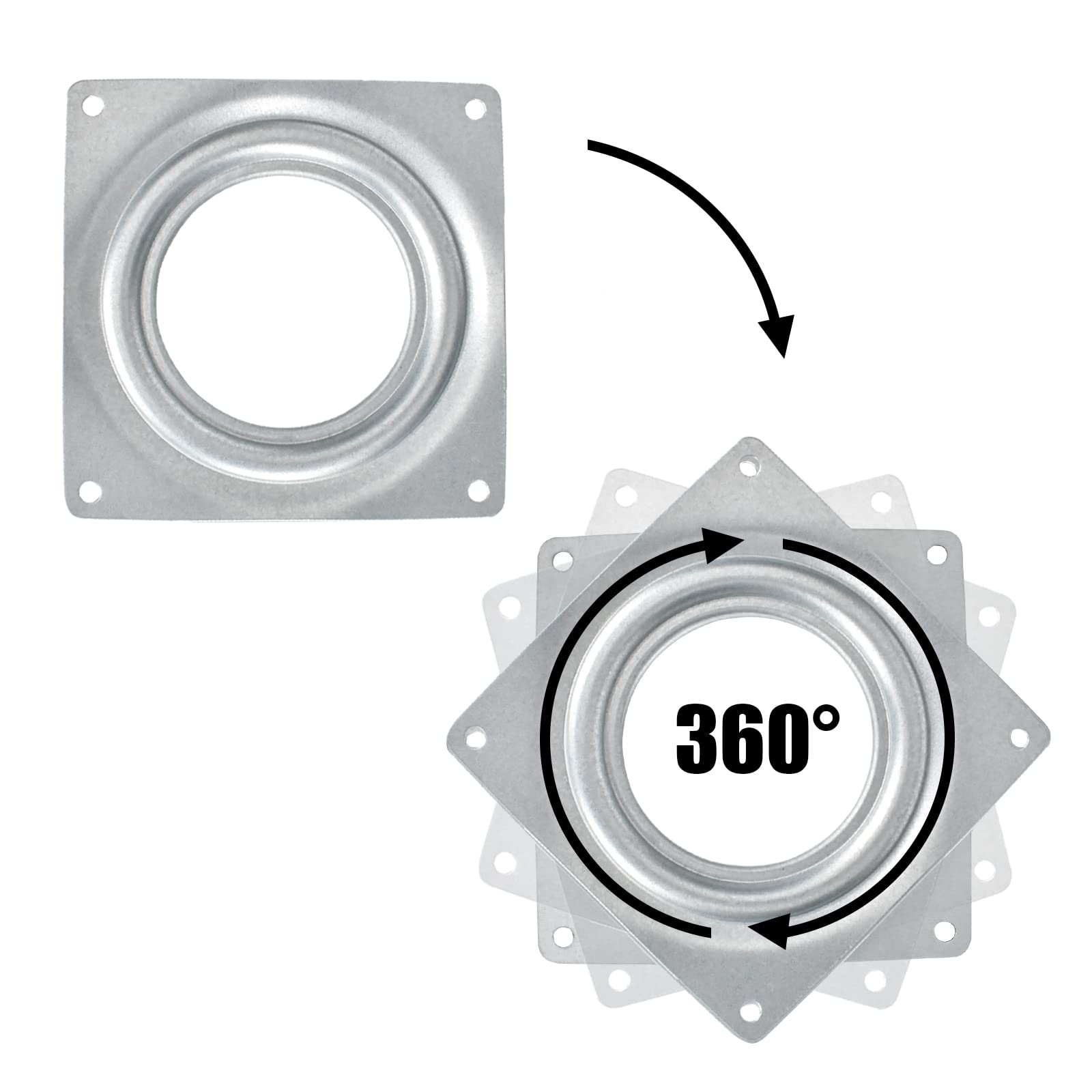 2 Pcs Lazy Susan Base 4" Heavy Duty Ball Bearing Rotating Tray 360 Degree Lazy Susan Hardware for Swivel Plate, Corner Cabinet, Revolving Shelve
