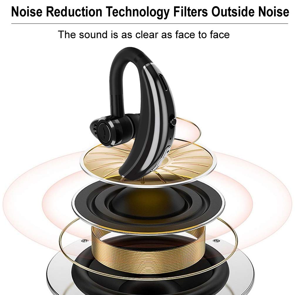 Agkey Wireless Earpiece Voice Command Wireless Headset Noise Cancelling Wireless Headset in-Ear Headphone Business Earphones Compatible with Android iOS Smart Phones Laptop for Office Driver Trucker