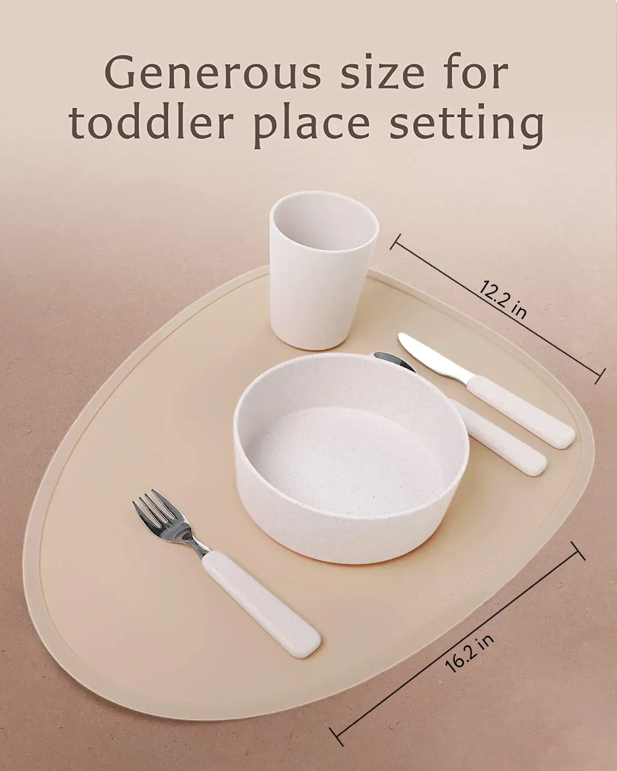 Willow + Sim Silicone Placemat for Kids - Travel Placemats for Toddlers, Non Slip Silicon Mat for Baby Eating, Best Kids Placemats for Dining Table Spills & Mess, Round, Nonslip, Safe & Easy to Clean