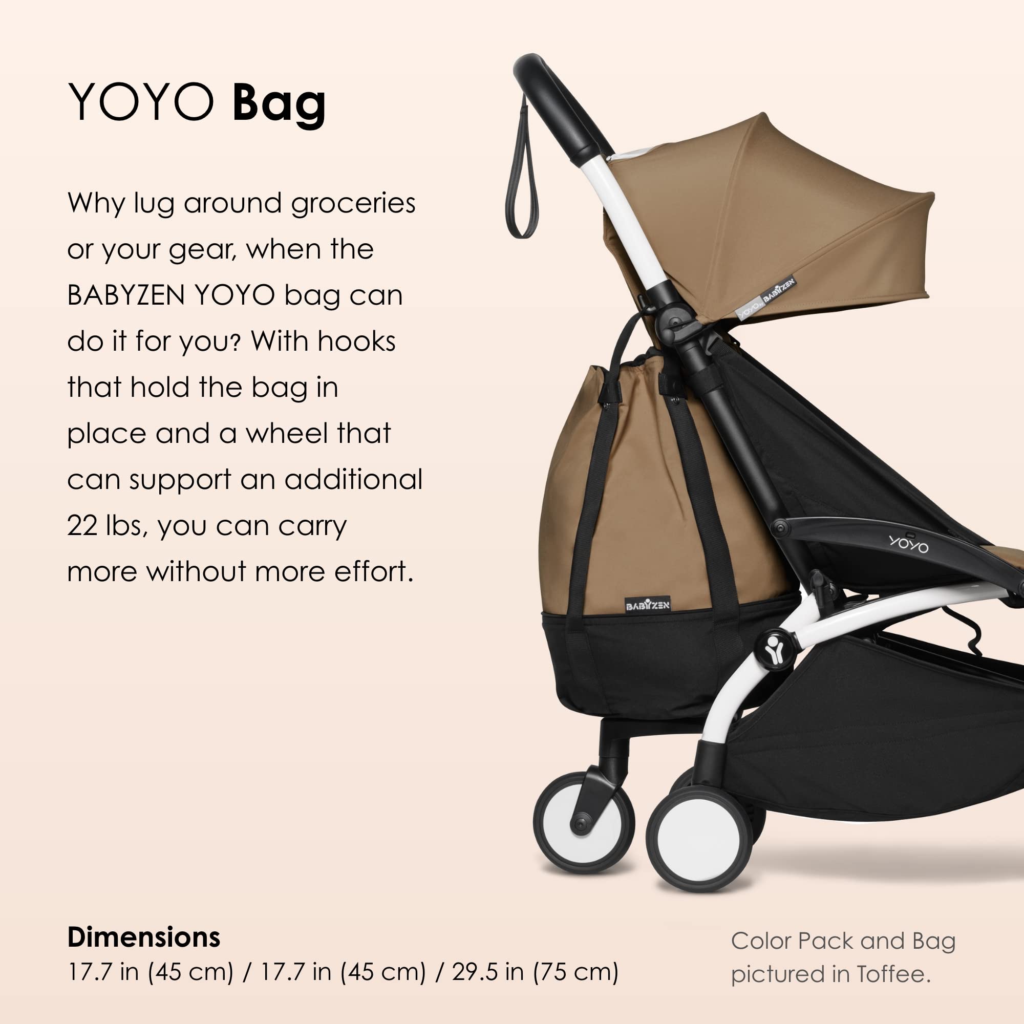 BABYZEN YOYO2 Stroller + YOYO Bag - Includes White Frame, Grey Seat Cushion, Grey Canopy, Grey YOYO Bag, Wheel Base & Hooks - Suitable for Children Up to 48.5 Lbs