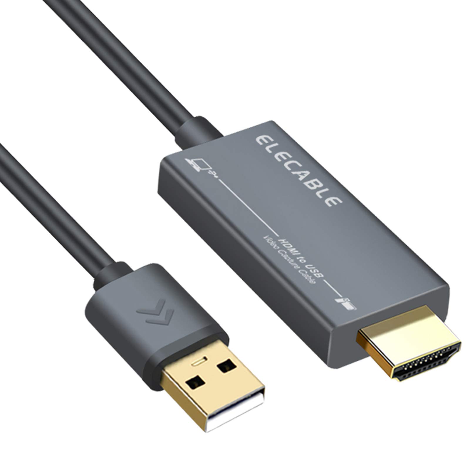 ELECABLE HDMI to USB Video Capture Adapter Cable, 1080P HD Record Gaming,Streaming,Teaching,Video Conference for Computer,TV,PS4/PS5,Switch,Xbox and More(6FT)