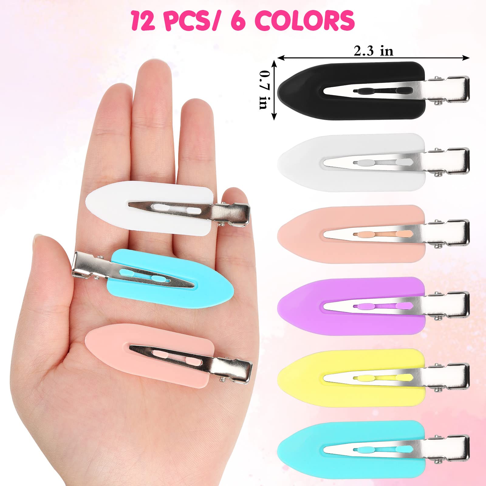 12 Pcs No Crease Hair Clips, No Bend Hair Clips, Makeup Clips For Styling Sectioning, Small Duck Billed Clips for Women Girls Thick Thin Hair