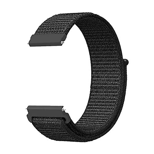 Morsey 20mm Quick Release Watch Band Compatible with Samsung Galaxy Watch Active 2 40mm 44mm/ 42mm/Pebble/Gizmo/Ticwatch Smart Watch, Nylon Breathable Replacement Sport (Black)