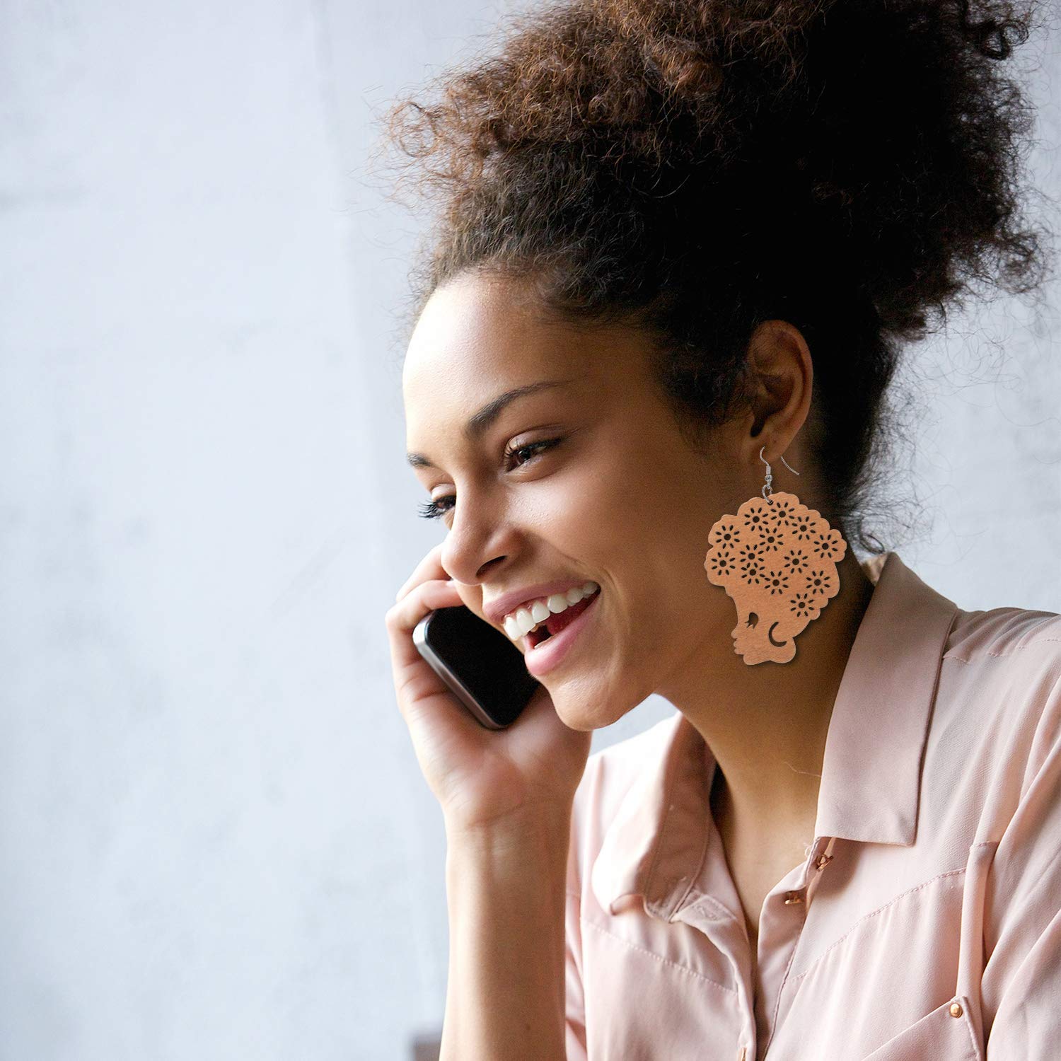 12 Pairs African Map Wooden Earrings African Women Dangle Earrings Natural Ethnic Earrings (African Afro Styles)