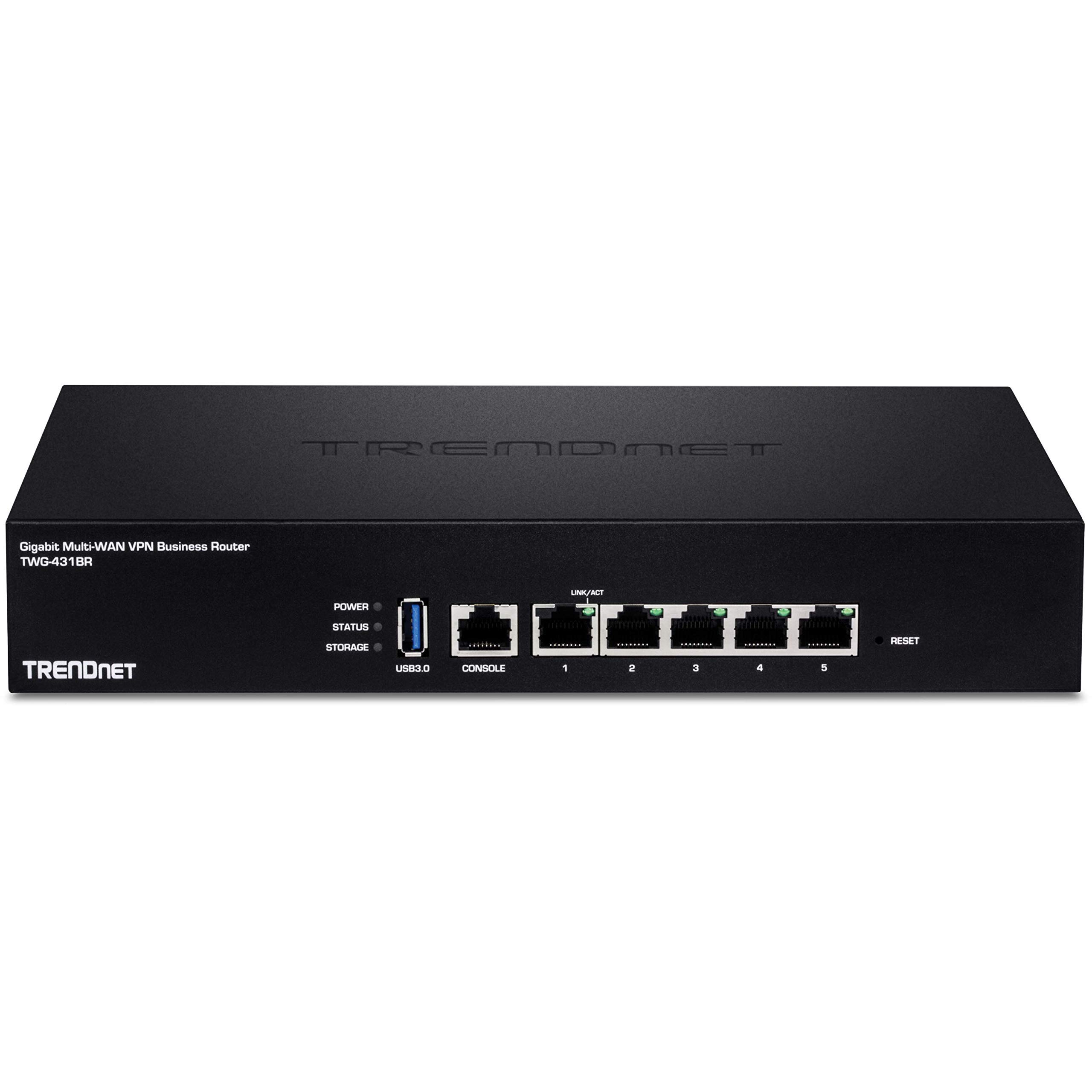 TRENDnet Gigabit Multi-WAN VPN Business Router, TWG-431BR, 5 x Gigabit Ports, 1 x Console Port, QoS, Inter-VLAN Routing, Dynamic Routing, Load-Balancing, High Availability(Renewed)