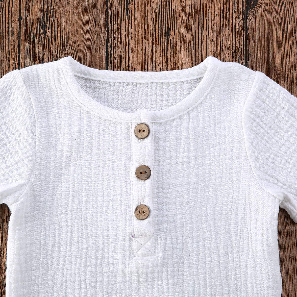 GOOCHEER Toddler Baby Boy Girl Clothes Solid Linen Short Sleeve T-Shirt Tops Shorts Pants Unisex 2Pcs Summer Outfits Set (A-White, 2-3T)