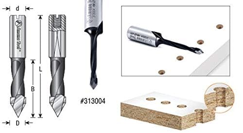 Amana Tool - 313005 Carbide Tipped Through-Hole Boring Bit R/H 5mm Dia x 57mm Long x 10mm