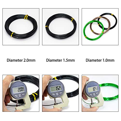 FALIDI Bonsai Wire with Cutter Kit - 5 Roll Tree Training Wires 164 Feet Total .Anodized Aluminum Wire 1mm/1.5mm/2.0 mm Training Wire,for Bonzai Trees Indoor