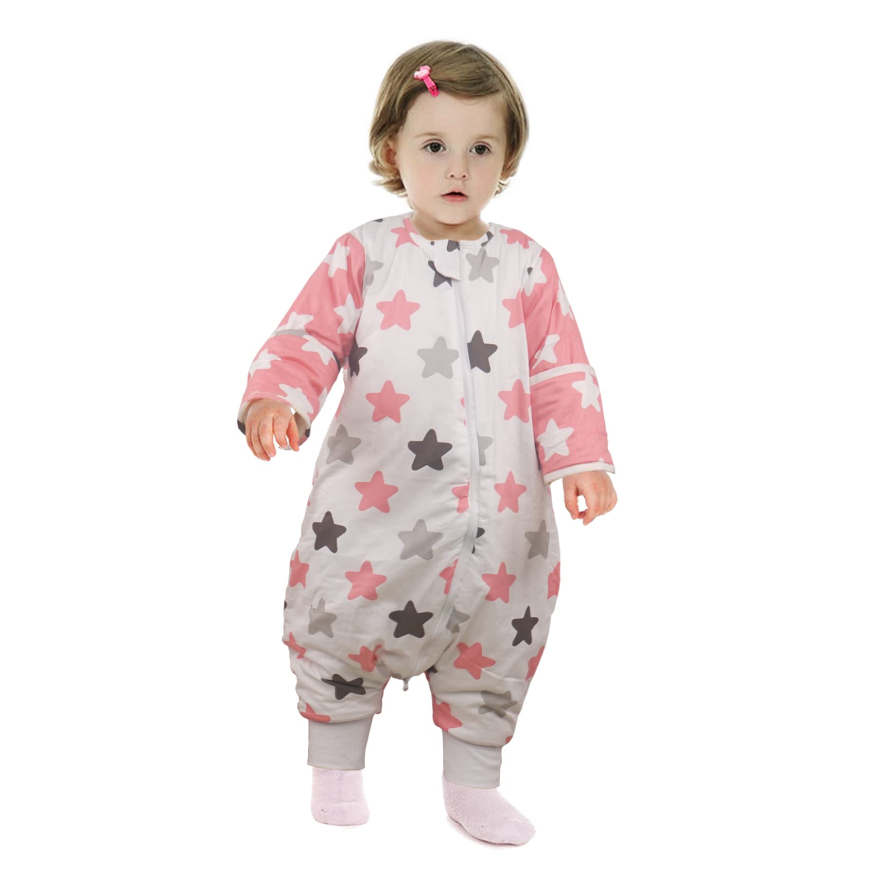 BLOOMSTAR Baby Sleep Sack Early Walker,2.5 Tog Toddler Sleeping Sack with Long Sleeves Girl Kids Wearable Blanket with Leg Cotton Warm Large Sleeping Bag 12M 24M
