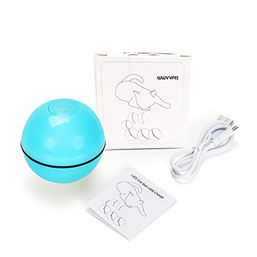 Interactive Cat Toys Ball with LED Light, 360 Degree Self Auto Rotating Intelligent Ball, Smart USB Rechargeable Spinning Cat Ball Toy,Stimulate Hunting Instinct Kitten Funny Chaser Roller Pet Toy