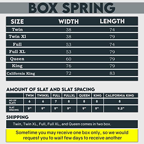 Greaton Low Profile Split Wood Traditional Box Spring/Foundation for Mattress, Queen, White