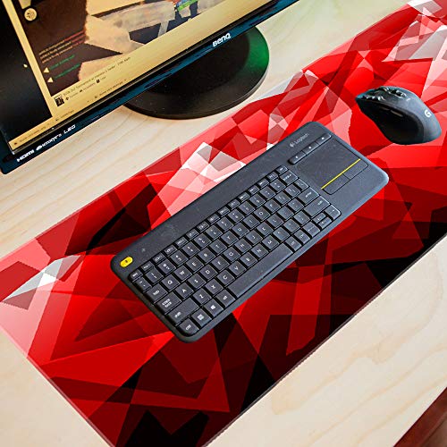 Benvo Extended Mouse Pad Large Gaming Mouse Pad- 35.4x15.7x0.12 inch Computer Keyboard Mouse Mat Non-Slip Mousepad Rubber Base and Stitched Edges for Game Players, Office, Study, Irregular Pattern