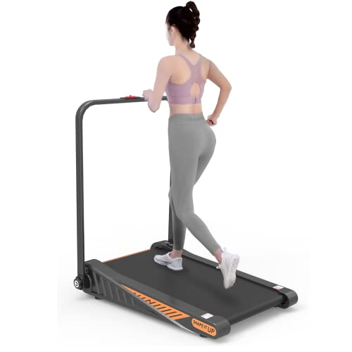 2 in 1 Under Desk Treadmill with Handlebar Foldable, Under Desk Portable Treadmills with Remote Control and LED Display, 2.0HP Compact Mini Treadmill with 15% Incline, for Home and Office WER345