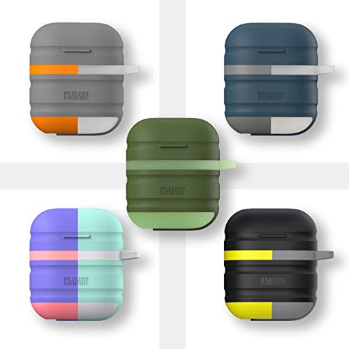 AirPods Case, KMMIN Waterproof AirPods Case Cover for Apple AirPods 1&2 Wireless Charging Case Premium Silicone Protective Case Skin Airpods Accesssories, LED Light Visible