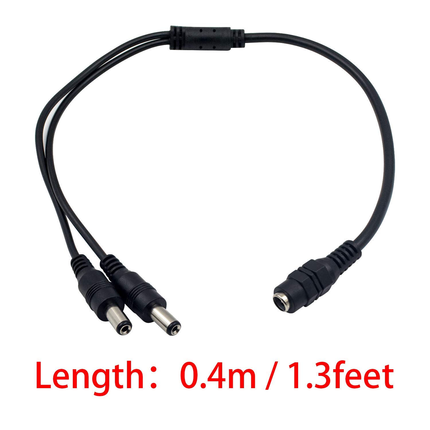 Duttek CCTV Power Splitter Cable, DC 5.5x2.1mm 1 Female to 2 Male Splitter Cable 2 Way DC Power Cable Y Splitter for CCTV Security Camera/IP Camera/DVR Standalone/LED Strip (40CM/15.74Inch)