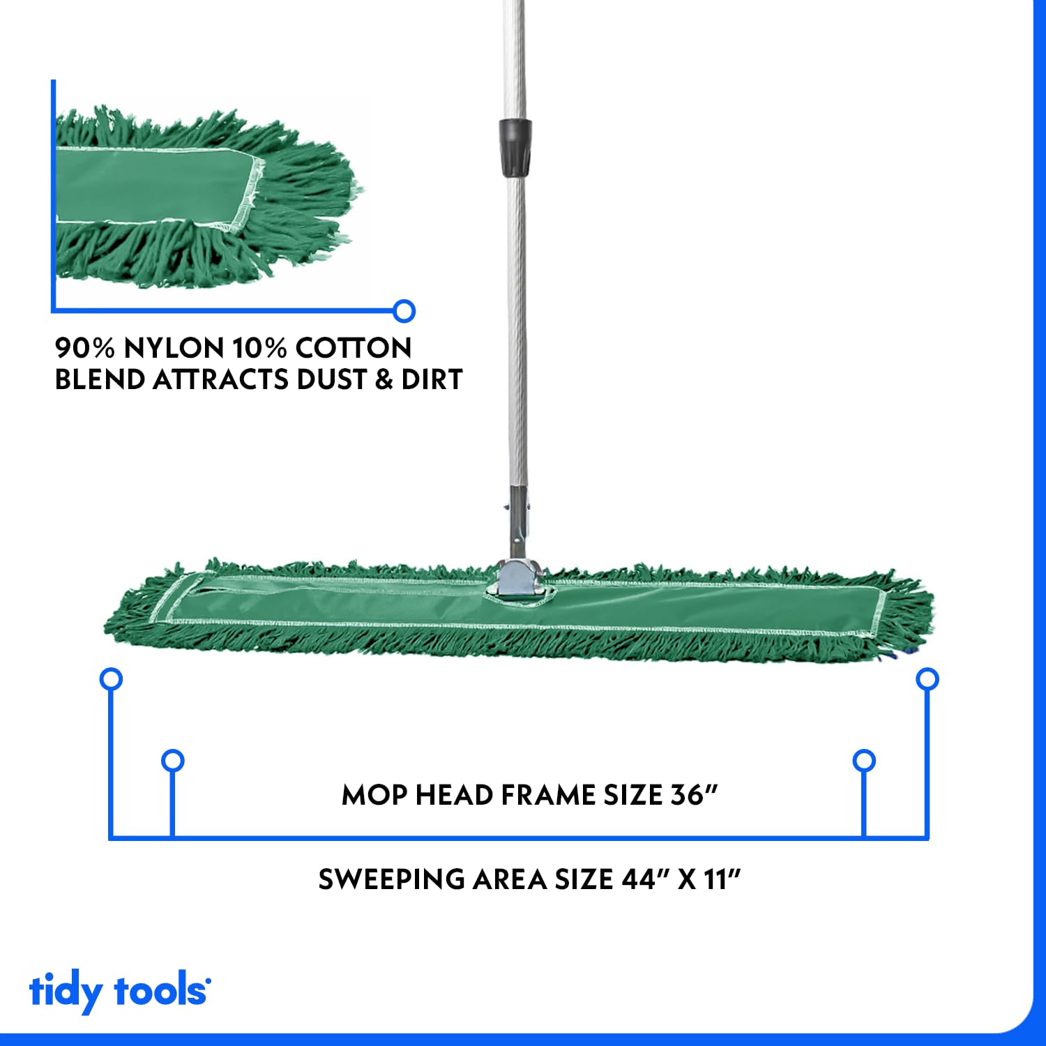 36 Inch Green Dust Mop with Metal Handle and 36 Inch Dust Mop Refill Bundle - 1 Mop Set and 4 Refills