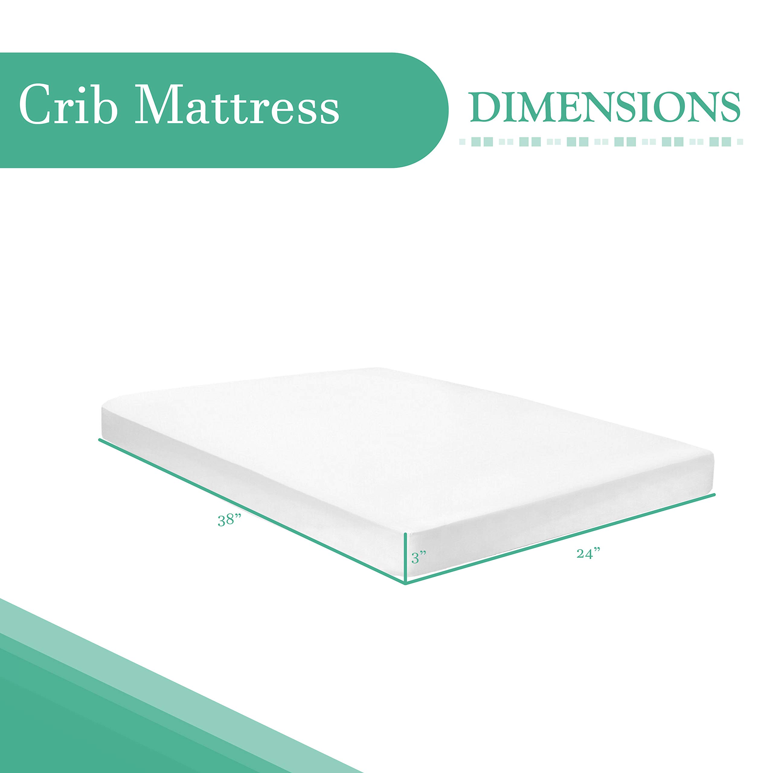 Spinal Sleep, 3-Inch Waterproof Mini Crib Mattress, Breathable & Removable Cover, CertiPUR-US Certified, 24 x 38 x 3, White