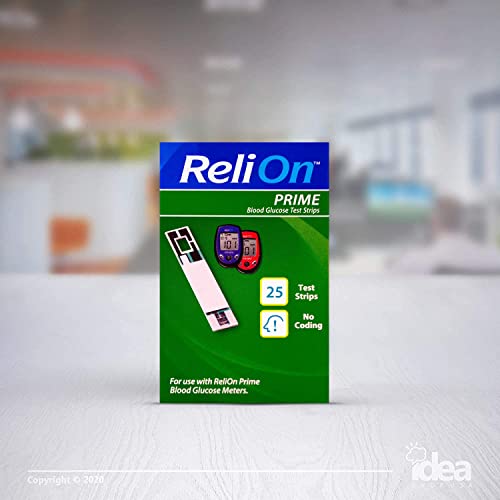 ReliOn Prime Blood Glucose Test Strips, 25 Ct (3 Pack) Bundle with Exclusive Look After Your Diabetes - Better Idea Guide (4 Items)