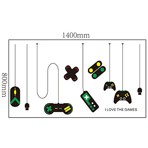 Amaonm Removable Creative Game Controllers Vinyl Wall Decal Peel & Stick Art Decor Games Wall Stickers for Kids Children Boy Bedroom Playroom Nursery Walls Background Decoration (31"h x 55"w)