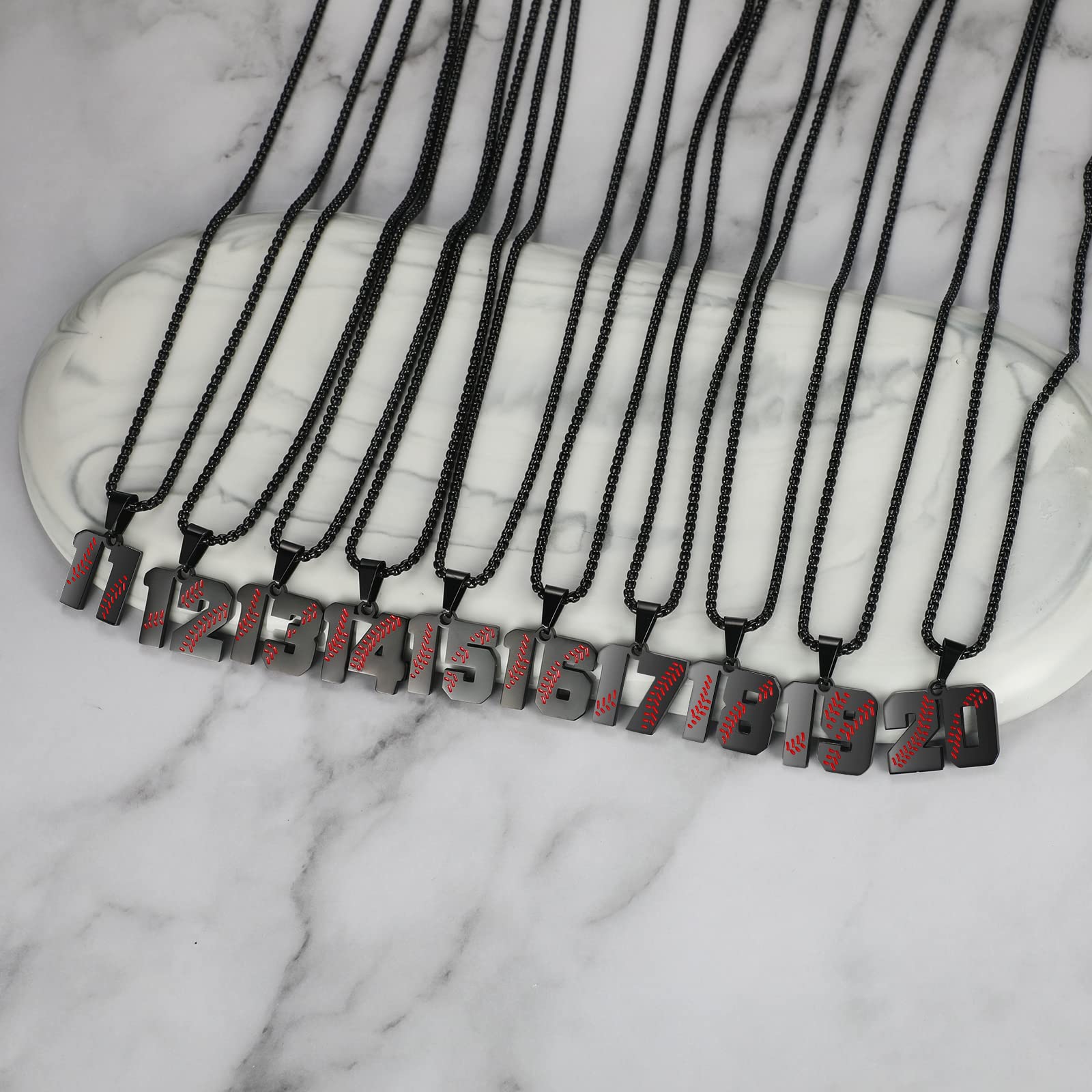 AIAINAGI Baseball Number Necklace for Men 00-99 Athletes Jersey Number Necklace Stainless Steel Chain Baseball Charm Pendant Personalized Baseball Gift for Men(99)
