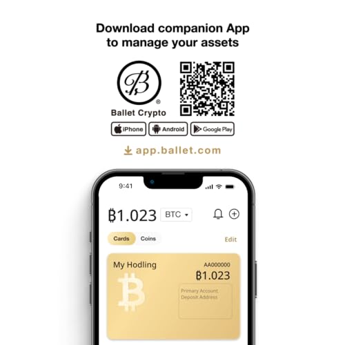 Ballet REAL Bitcoin, Gold Edition - The Easiest Crypto Cold Storage Card, Cryptocurrency Hardware Wallet with Multicurrency and NFT Support (Single)