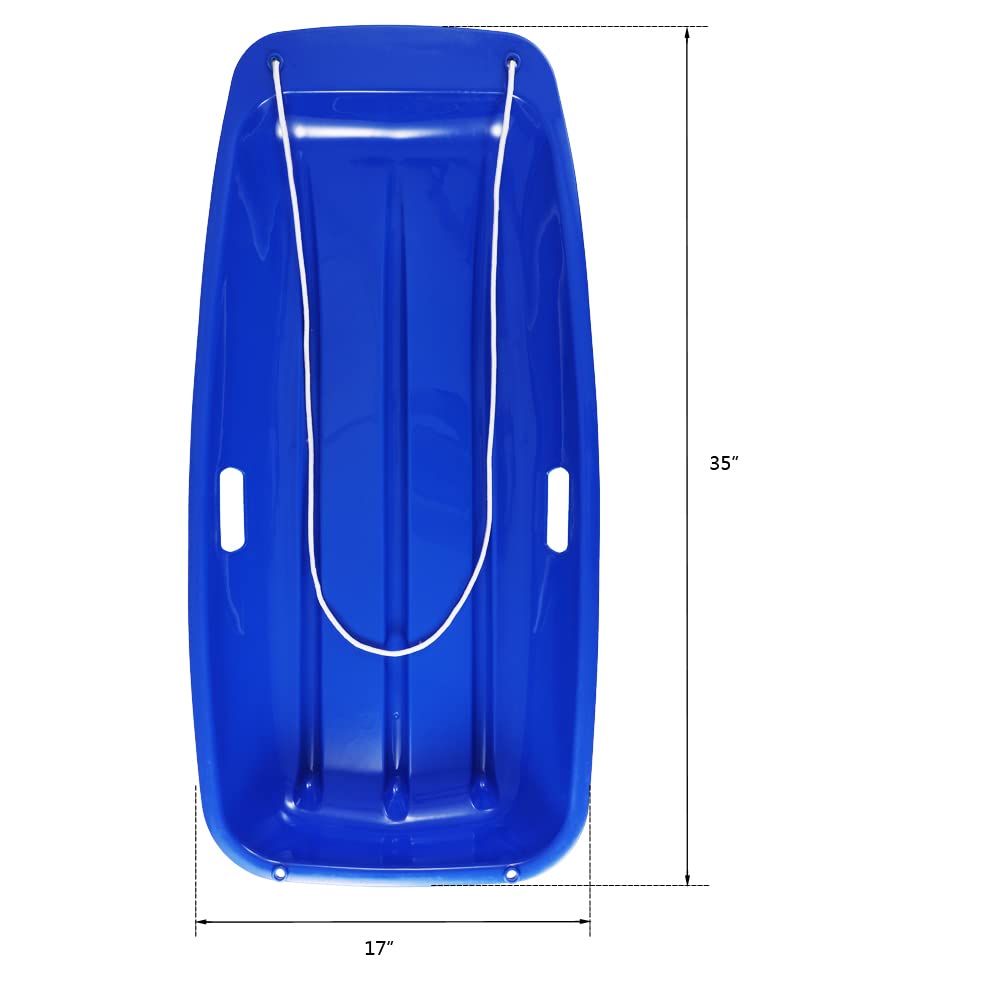 2 Pcs Plastics Snow Sled,Snow Sleds with Handle and Rope,Outdoor Winter Sledding Gift for Kids (Blue)