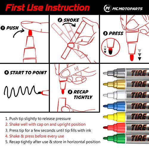 MC Motoparts Permanent Color Tire Pen Marker Lettering Paint Drawing Tool Automotive Motorcycle Care 1 piece (Green)