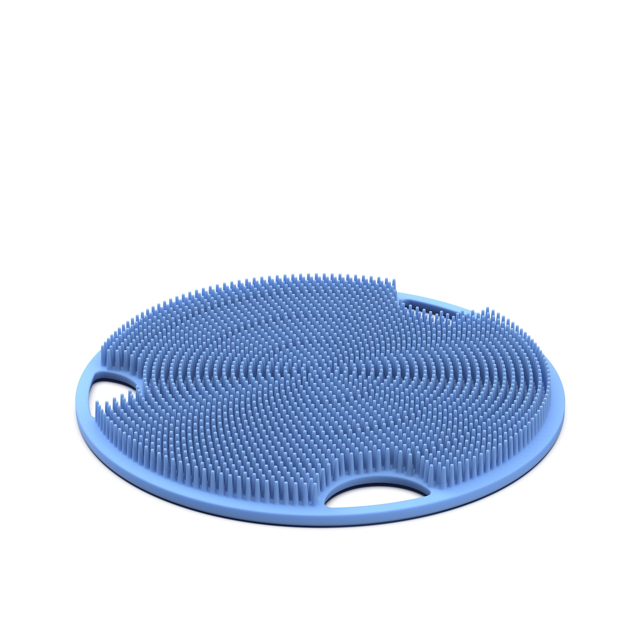 Boie USA Flat Body Scrubber - Soft Silicone-Like Exfoliating Shower Scrubber & Body Cleansing Brush - Stick-to-Wall Loofah Replacement - Antimicrobial Body Exfoliator for All Skin Types - Blue
