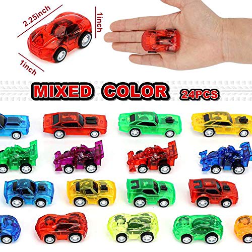 3 otters 24PCS Small Pull Back Cars for Kids, Mini Race Car Party Favors, Easter Egg Prefilled Basket Stuffers Filler and Classroom Prize Supplies