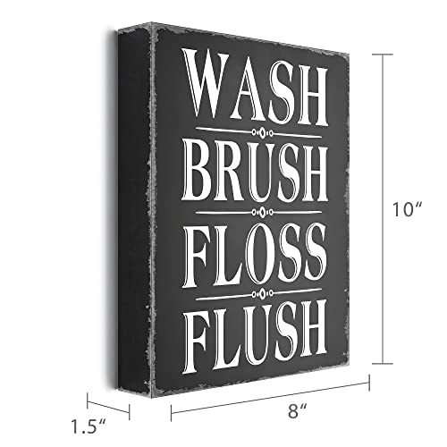Barnyard Designs Wash Brush Floss Flush Box Sign Rustic Primitive Farmhouse Country Bathroom Home Decor Sign 10β x 8β