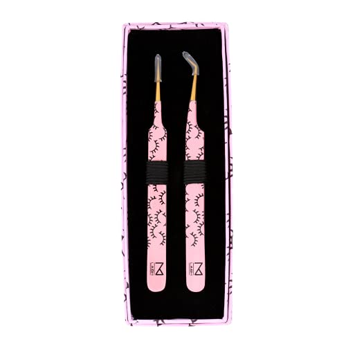 M LASH Eyelash Extension Tweezers (Set of 2) - Professional & Precision Lash Tweezers for Eyelash Extensions - Volume & Straight Tweezer for Stunning Results (PL)