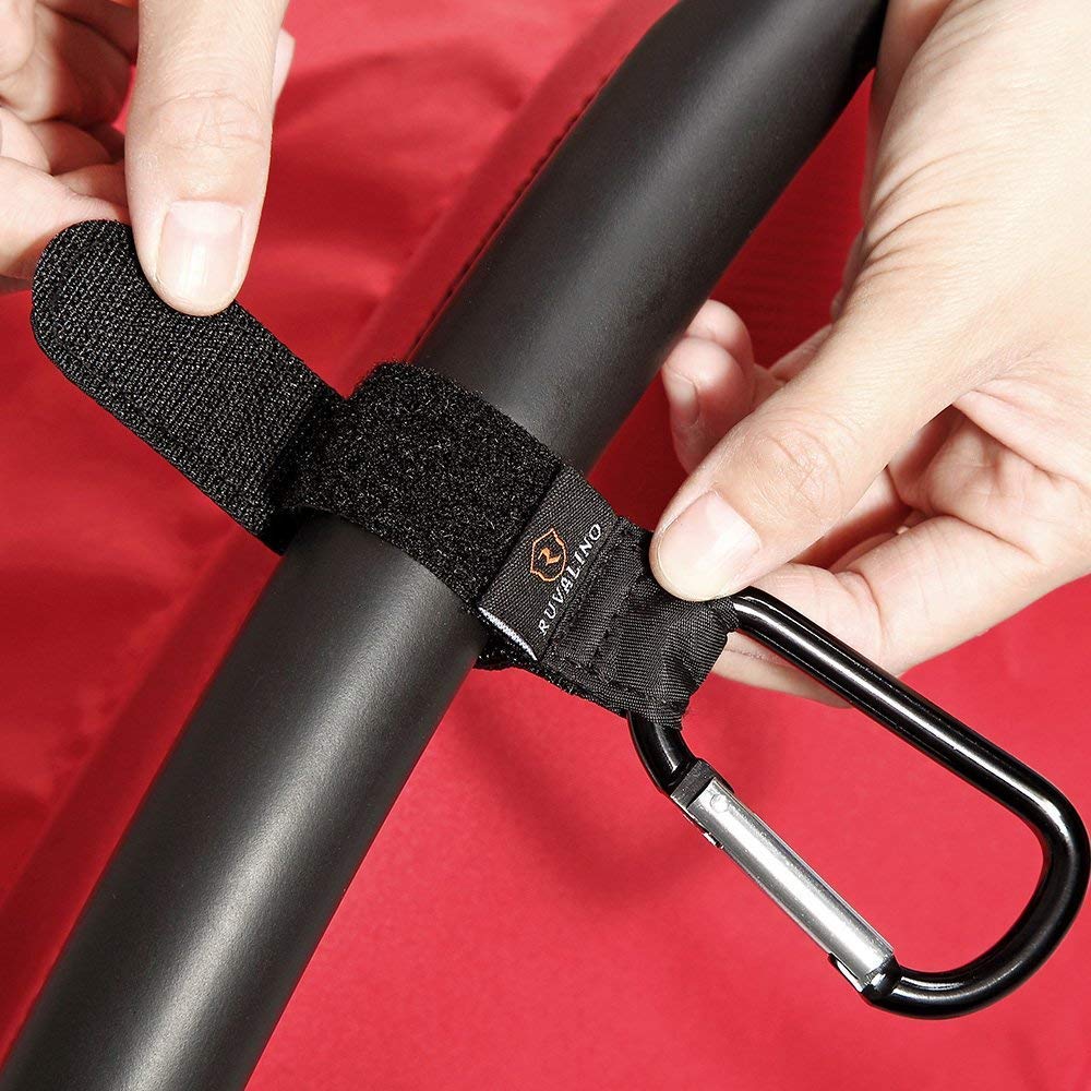 RUVALINO Diaper Bag Backpack, Stroller Hooks, Multifunction Travel Baby Back Pack with Changing Pad, Universal Stroller Clips for Mom Girls